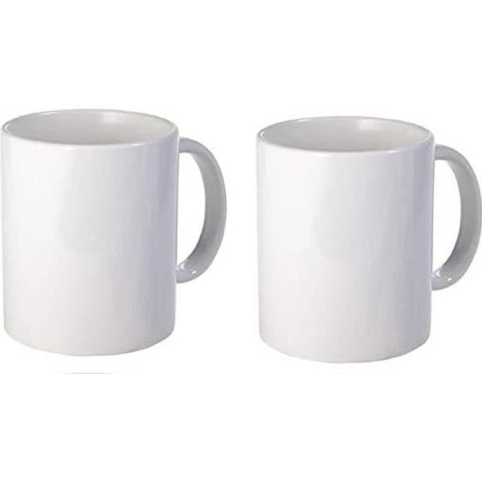 Mug Personnalisables - Tasse Blanches Sublimation - Lot de 2 Mug ...