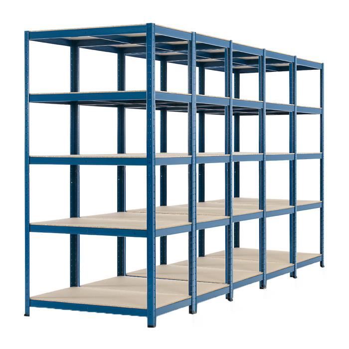 Lot de 5x rayonnage pour garage - Profondeur 60 cm - 265 kg par étagère ...