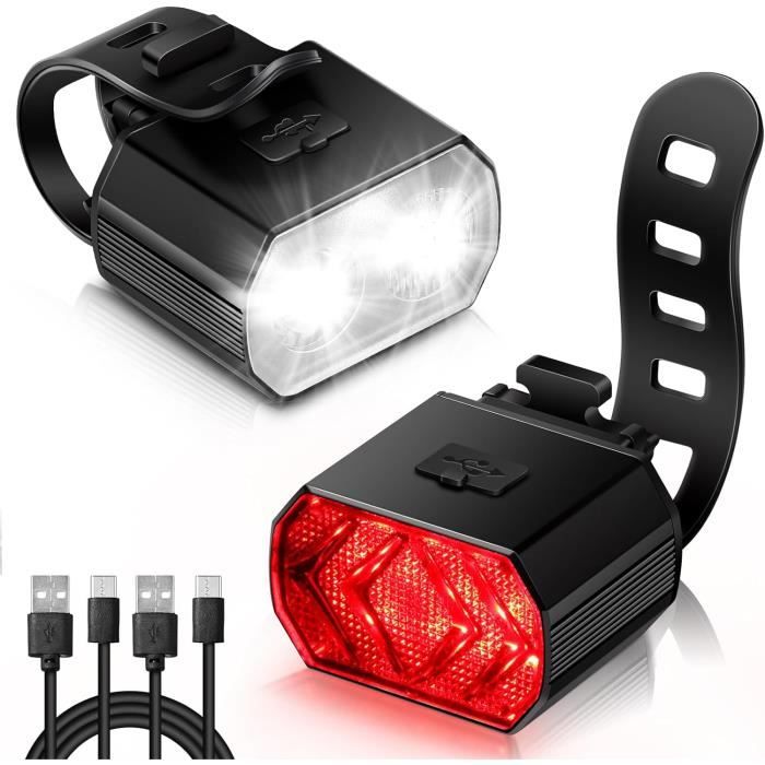 Lumiere Velo,Éclairage Vélo Avant Et Arrière Eclairage Vélo 5 + 5 Modes ...
