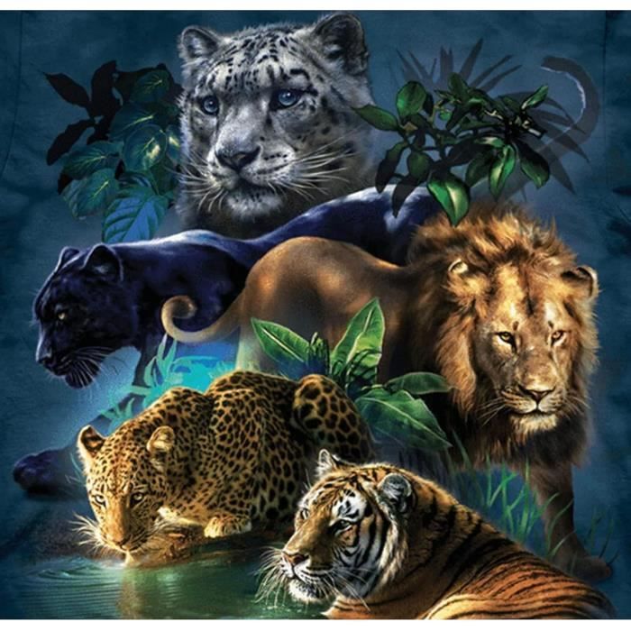 Animaux Diamond Painting,Félins Broderie Diamant Kit Complet,5D Diy ...