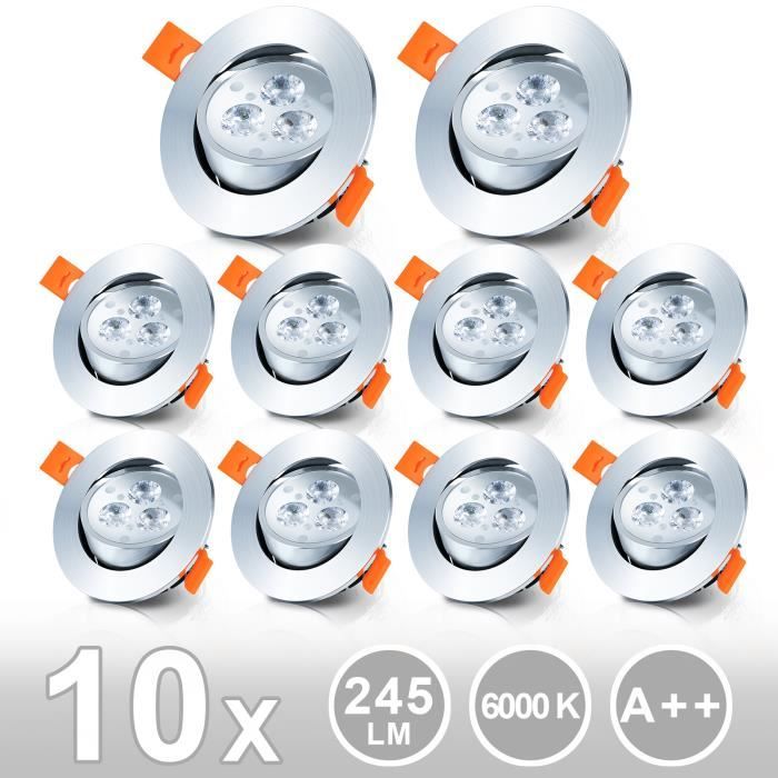 Jiubiaz 10x Spots LED encastrables orientables,Spot encastrable 3W, Spots Encastrés,Plafonnier ...