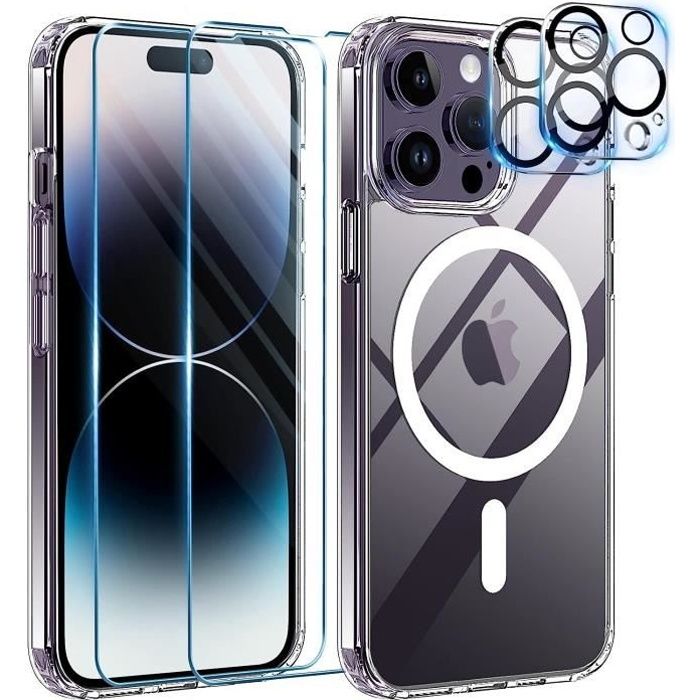 Coque pour iPhone 14 Pro Max - Compatible MagSafe - 2 Vitres Verre ...