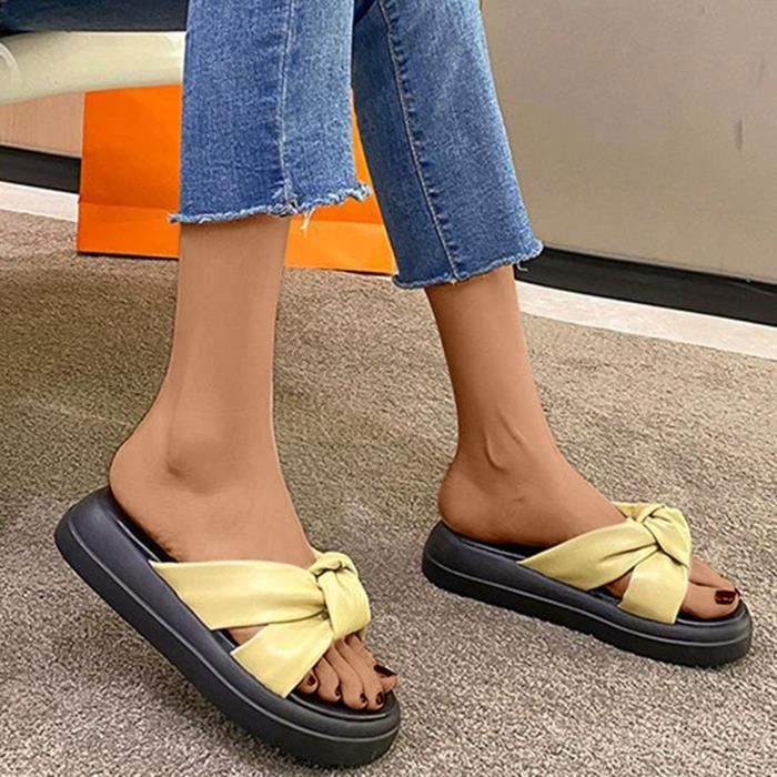 Tongs à talon haut compensées à la mode pour femmes, tongs ...