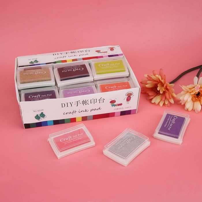 24 Couleurs Artisanat Tampon Encreur Timbres Partenaire Bricolage ...