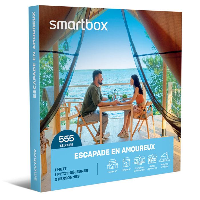 Coffret Cadeau SMARTBOX - Escapade en amoureux - 1 nuit avec petit-déjeuner pour 2 personnes ...
