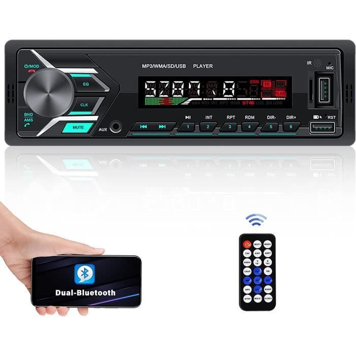 CAMECHO RDS Autoradio Bluetooth Mains Libres, RDS-FM-AM, 1 DIN Poste Radio Voiture, Bouton Lneux ...