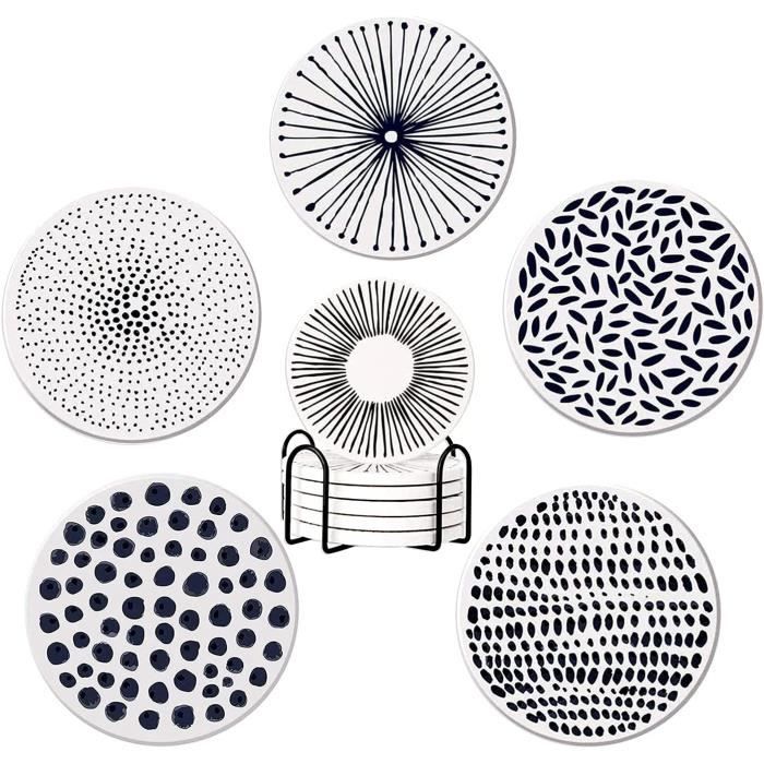 YumSur Dessous de Verre en Céramique, 6 Pcs sous-Verre Absorbante avec ...