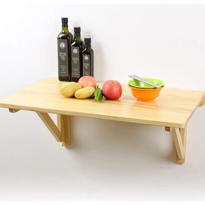 Table Murale Rabattable, Bois Massif Table De Cuisine Pliante, Peu ...