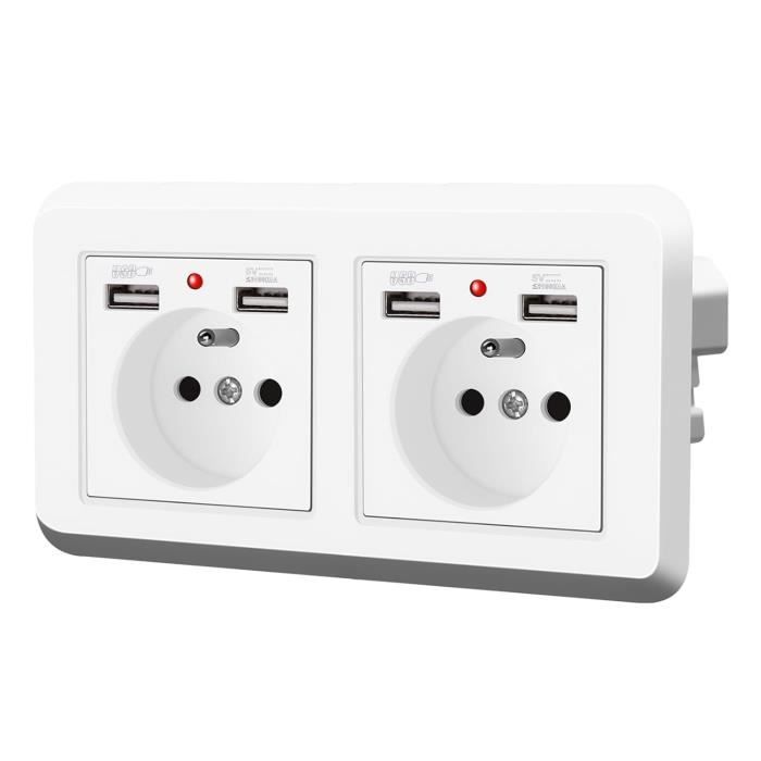 Double Prise Usb Encastrable, 16A Prise Usb Murale, Prise Electrique ...