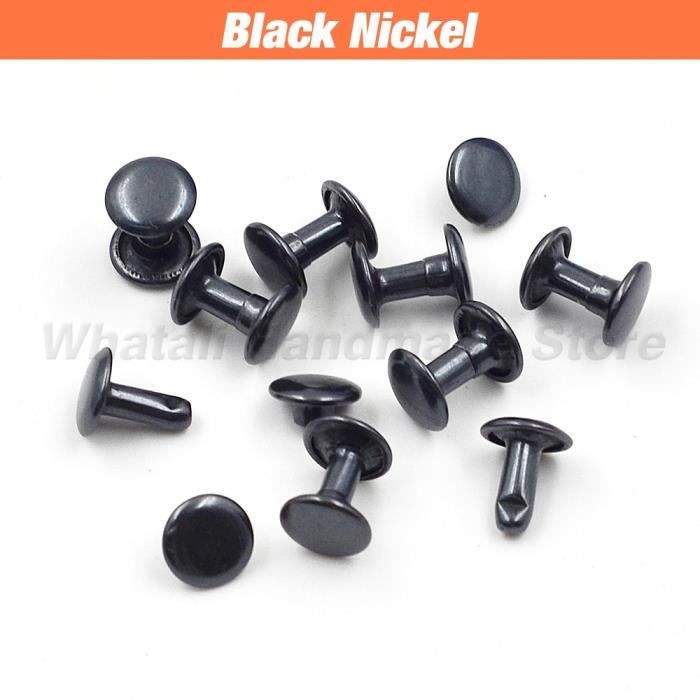 RIVET,Black Nickel--Rivets à clou rond en métal à Double capuchon, pour ...