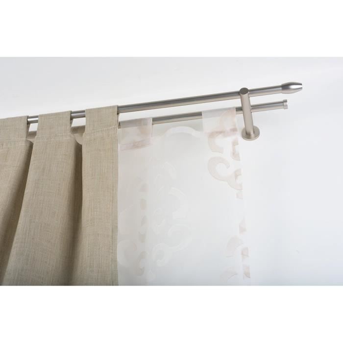 Double Tringle á rideaux: Ø 20 mm sans anneaux, L. 280 cm. en acier satiné - complet.[Z2795 ...