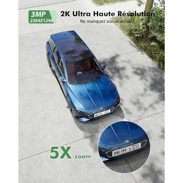 2K Camera Surveillance WiFi Exterieure sans Fil Solaire, 2.4GHz Camera ...