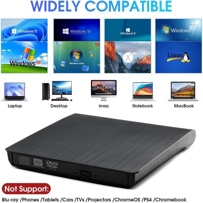 Graveur CD DVD Externe Ultra Mince USB 30 - Lecteur Optique Externe ...