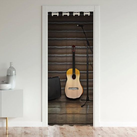 Guitare Rideau De Porte 132X203Cm Rock Musique Rideaux Interieur Salon ...
