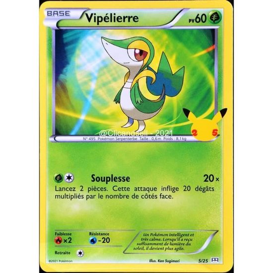 Carte Pokémon 5-25 Vipélierre 60 PV Promo 25 Ans Neuf FR - Cdiscount ...