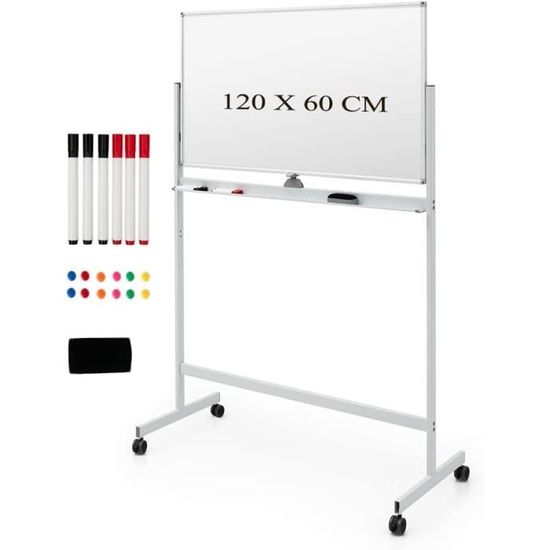 LIFEZEAL Tableau Blanc Double Face 120 x 60 cm, Tableau Magnétique ...