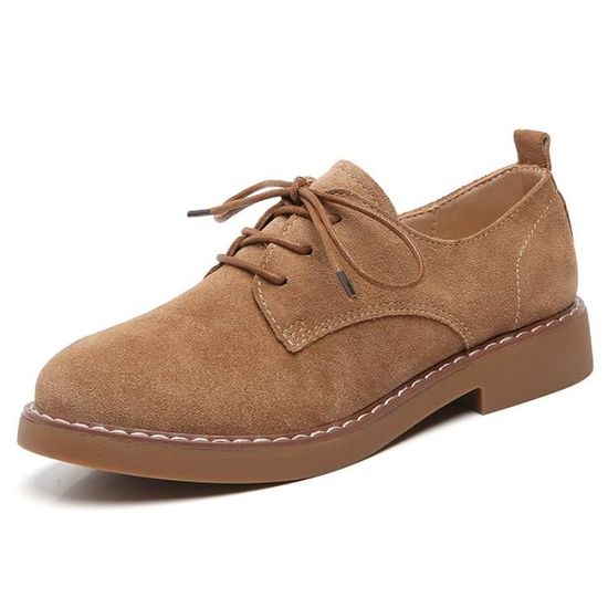Chaussures Femme Derbies femme mode à lacets cuir souple Brun ...