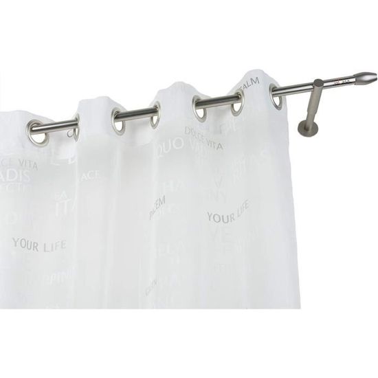 Tringle Á Rideaux: Ø 20 Mm Sans Anneaux, L. 200 Cm. En Acier Satiné, Avec De Longues Supports ...