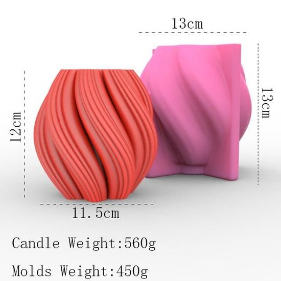 Big Size Moules à bougies pilier spirale longue pour la décoration intérieure moule en silicone ...