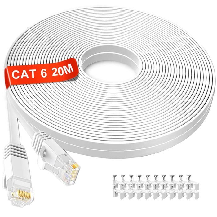 Cat 6 Cable Ethernet 20m Cable Internet Haute Vitesse Cable RJ45 20m ...