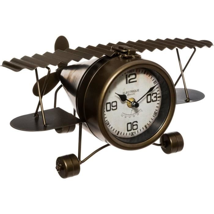 Horloge À Poser Avion - Métal H30 Cm - Atmosphera Créateur D'Intérieur ...