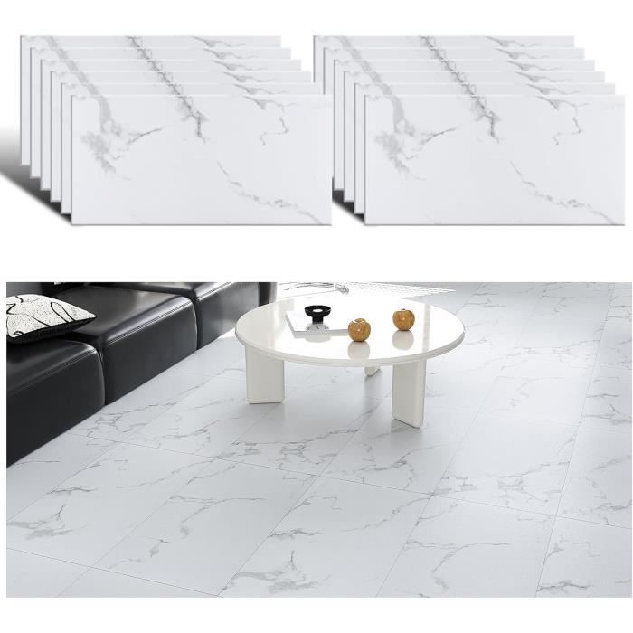Sol Pvc Adhesif Effet Marbre Blanc Carrelage Adhesif Sol Salle De Bain ...