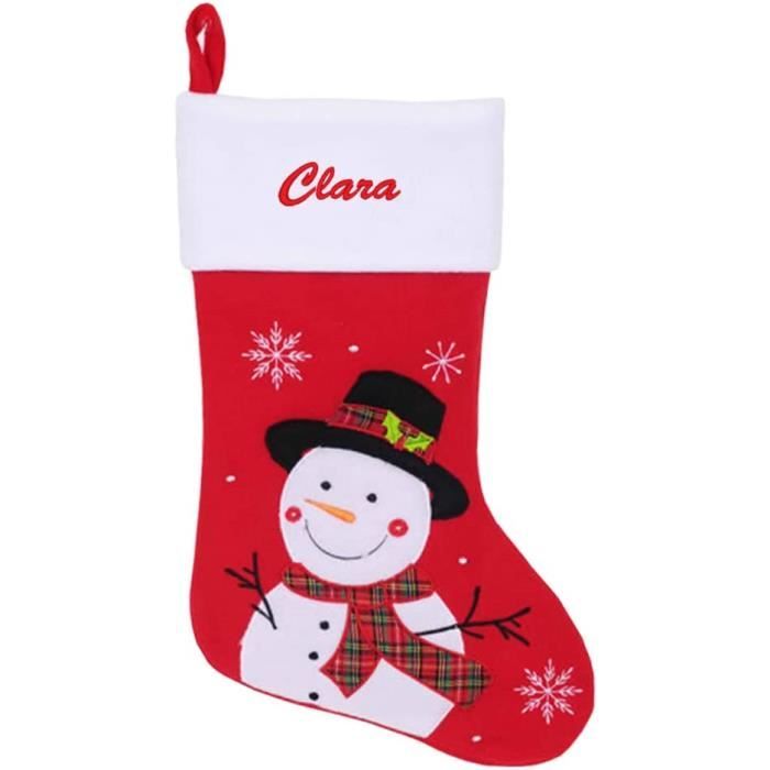 Chaussette de Noël personnalisée en Feutrine Rouge (Bonhomme Neige ...