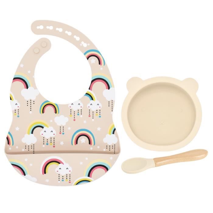 Coffret Repas Bebe,Assiette Ventouse pour Bébé,Bavoir et Cuillère en ...