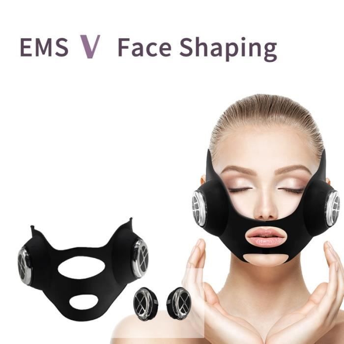 La couleur noire Masque Facial amincissant en forme de V, EMS, dispositif de massage Facial à ...
