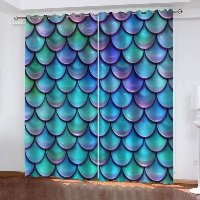 3D Motif cailleux Bleu Traitements De Fenêtre Rideaux Pour Rideauxre2 ...