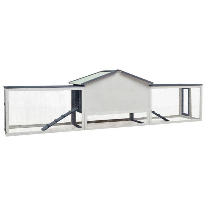 Lisa-Boutique Clapier Gris 310x70x87 cm Pin massif et sapin CQ019 ...