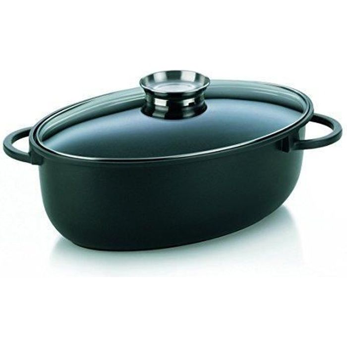 Kela 15153 cocotte à braiser ovale, fonte d'aluminium compatible induction, contenance 8 litres ...