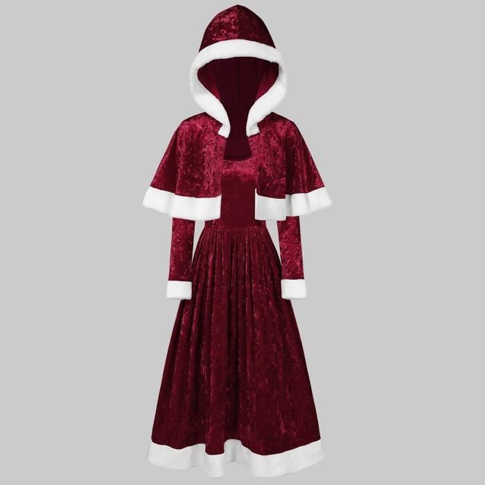 Robe de festival à manches longues et col rond en velours joyeux Noël ...