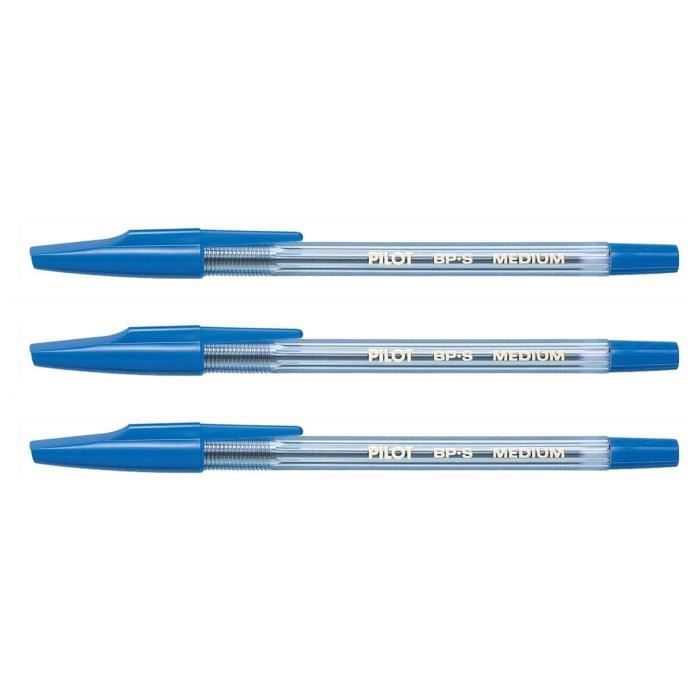 Stylo Bille - PILOT - BP-S - Lot de 3 - Pointe Moyenne - Couleur Bleue ...