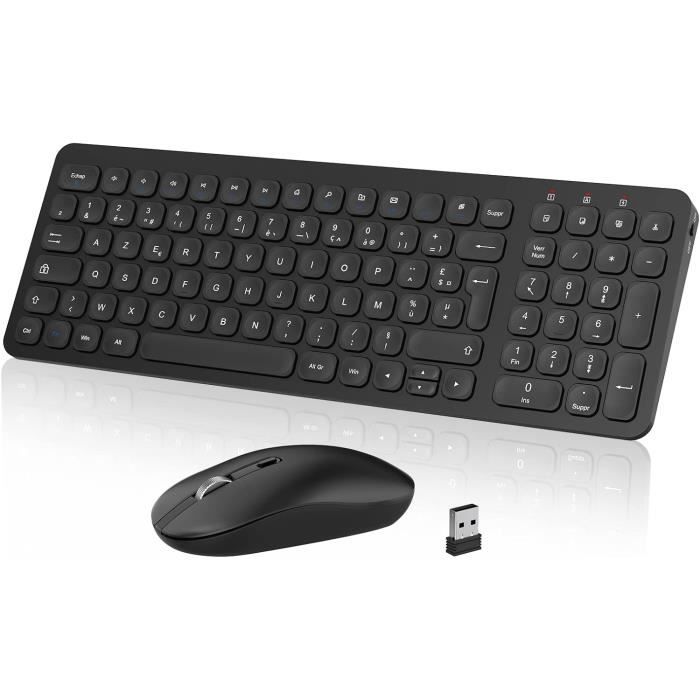 Ensemble Clavier Et Souris Sans Fil, Claiver Azerty Français, Pack ...
