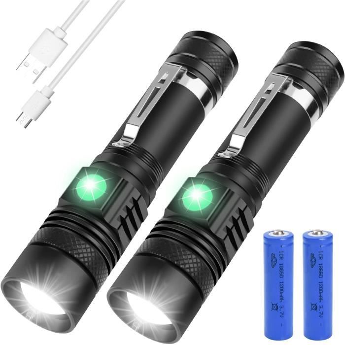 Lampe Torche Rechargeable Usb, 2Pcs Lampe De Poche Led, 4 Modes, Anti-Choc Étanche Et Zoomable ...