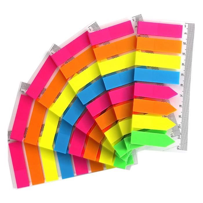 960 Pcs Neon Page Markers, 6 Sets Translucent Page Flags Fluorescent ...