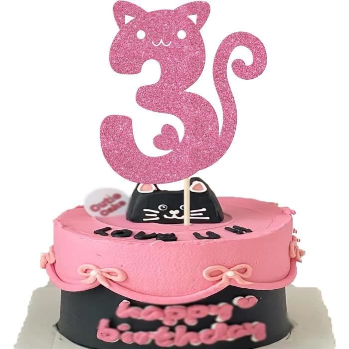 1 Décoration De Gâteau En Forme De Chat - 3Ème Anniversaire ...