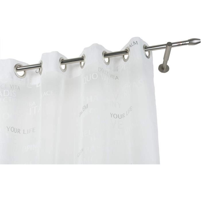 Tringle Á Rideaux: Ø 20 Mm Sans Anneaux, L. 200 Cm. En Acier Satiné, Avec De Longues Supports ...
