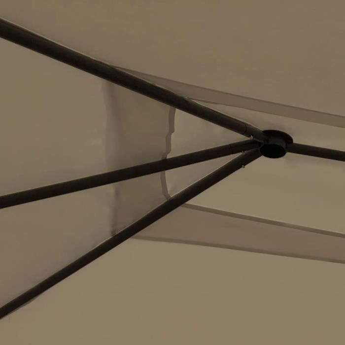 Belvedere auvant avec revêtement de poteaux 3x6x2,6 m Taupe 160 g/m² ...