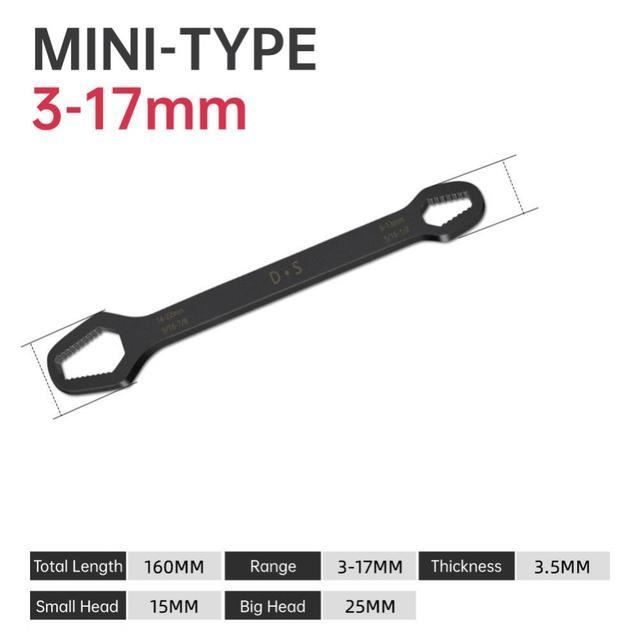 CLE A MOLETTE,Mini Black 3-17mm--Clé Torx universelle 8 22mm à serrage ...