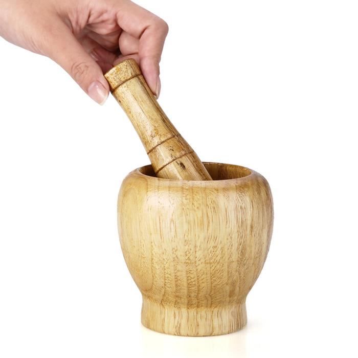 Sonew mortier bois ensemble pilon Cuisine manuelle bois ail gingembre ...