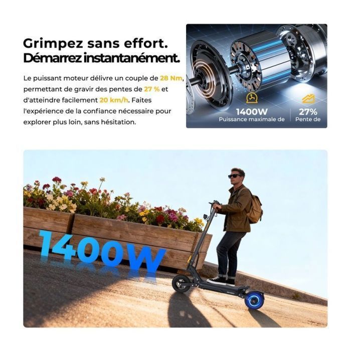 Trottinette Électrique Ausom Gosoul 2 Pro - Moteur à Pic 1400W ...