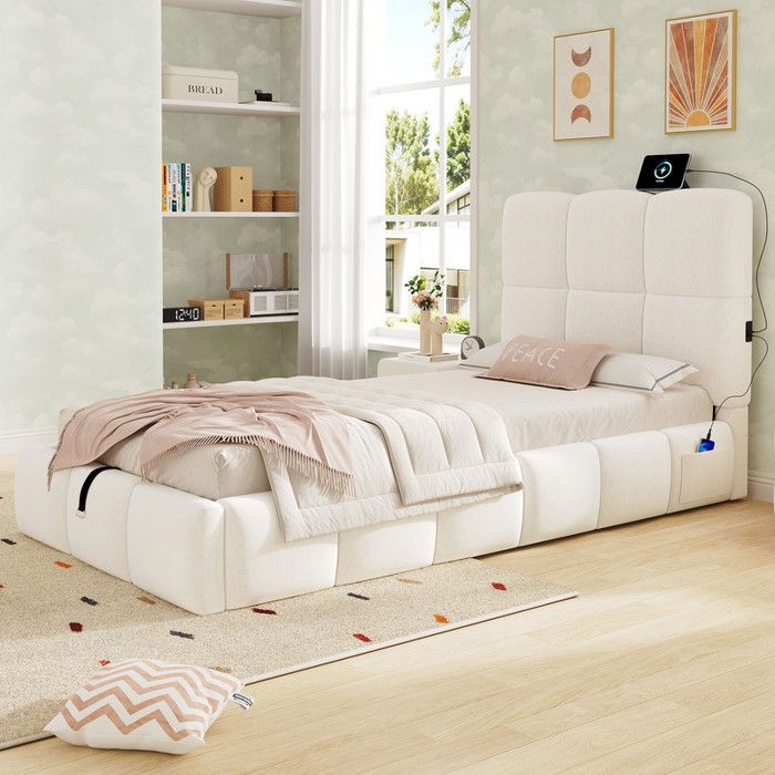 Lit rembourré simple 90 x 200 cm, lit enfant avec grand espace de ...