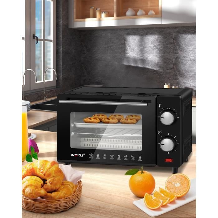 Mini Four Électrique 10L - WOLTU - Noir - 650W - Chauffage, décongélation, cuisson, rôtissage ...