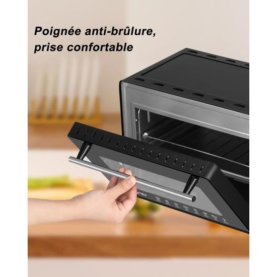 Mini Four Électrique 10L - WOLTU - Noir - 650W - Chauffage, décongélation, cuisson, rôtissage ...
