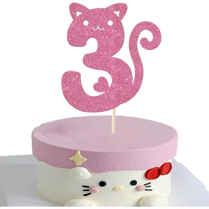 1 Décoration De Gâteau En Forme De Chat - 3Ème Anniversaire ...
