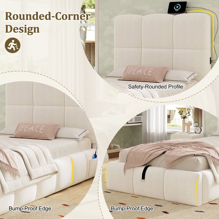 Lit rembourré simple 90 x 200 cm, lit enfant avec grand espace de ...