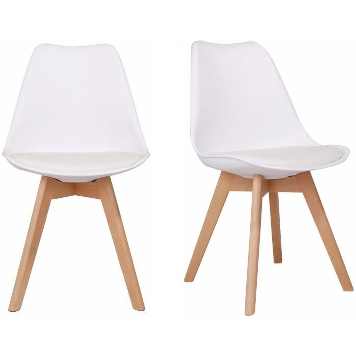 Chaise design scandinave STOCKHOLM (lot de 2) blanc - Cdiscount Maison