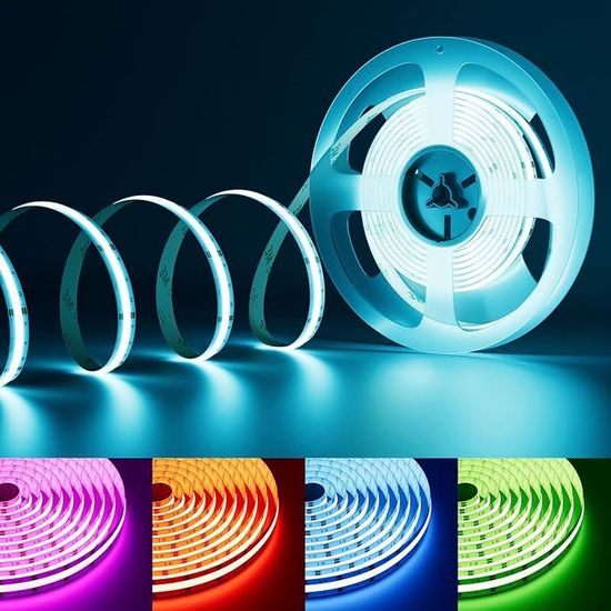 Ruban LED COB RGB 24V 10M, 5760 LEDs, changement de couleur dimmable ...